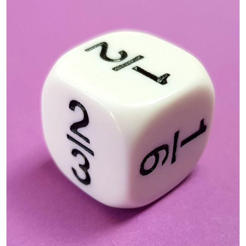 Dé fractions 1,1/2, 1/3, 1/6, 2/3, 5/6