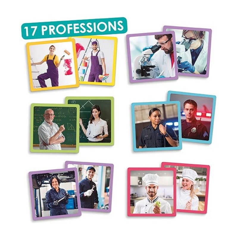 Maxi-memory de l’égalité - Jeu Akros sur le thème des professions et de l'égalité homme femme.