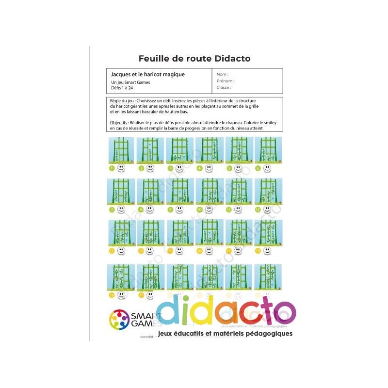 Fiche pédagogique pour le jeu Jacques et le Haricot Magique de Smart