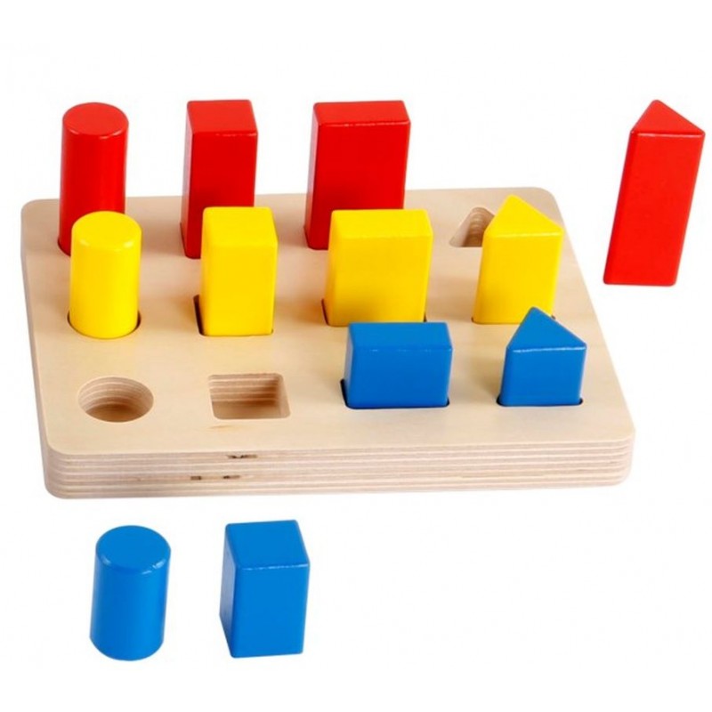 Plateau de jeu et 12 formes géométriques en bois de formes et de ...