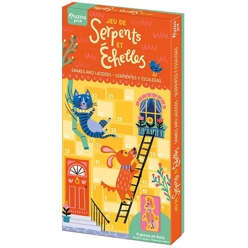 Très joli jeu de serpents et échelles avec un plateau de jeu réversible ...