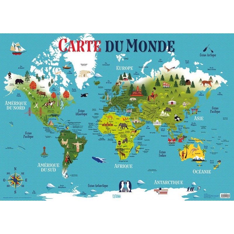 Poster plastifié grand format de la carte du monde à afficher dans les ...